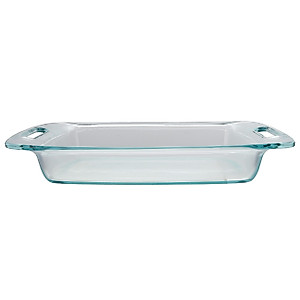 Pyrex (1) C-233 3qt Easy Grab Glass Baking Dish & (1) C-233-PC 3qt Blue Easy Grab Lid