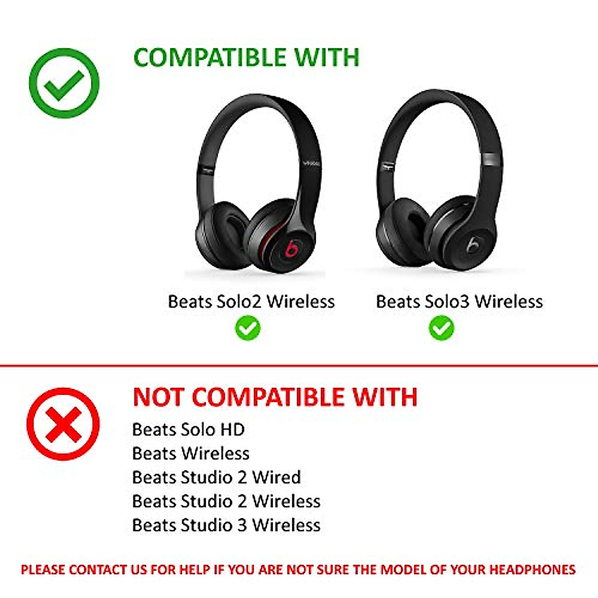 Replacement Earpads Cushion Cover for Beats Solo 2 / Solo 3 Wireless Headphones Solo3 (Black)