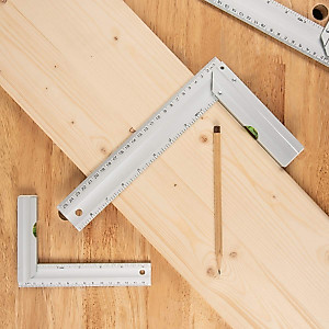 POWERTEC L Square 3pc, Try Square, 90 Degree Measuring Tools w/Bubble Levels, Machinist Square for Router Fence, Table Saw Blade, Woodworking, Carpentry Work, Frame Work (80005)