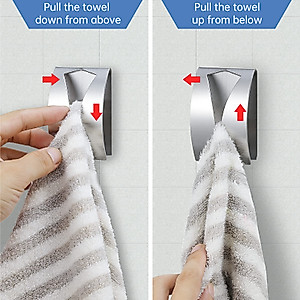 4 Pcs Kitchen Towel Holder Grabber Self Adhesive, Stainless Steel Kitchen Dish Towel Hook ,Wall Mount Non-Drilling Hand Towel Hanger Towel Holders for Bathroom Kitchen Cabinet