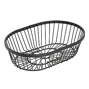 American Metalcraft WBBV90 Wire Basket, Oval Black 9" L x 6" W x 2 ¾" H