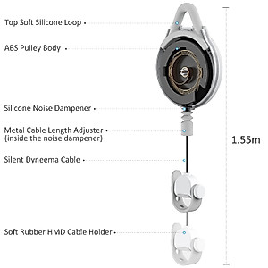 [Pro Version] KIWI design VR Cable Management, 6 Packs VR Pulley System Compatible with Quest 3/2/1/Rift S/Valve Index/HTC Vive/Vive Pro/HP Reverb G2/PSVR/PS VR2 Link Cable