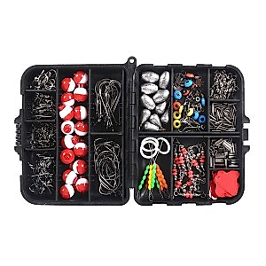 Acofuns Fishing Accessories Kit Lead Head Jig Hooks Fishing Sinker Weights Swivels Fish Tackle Tool