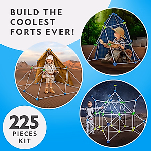 National Geographic Indoor Fort Building Kit - 225 Pieces for Creative Play, STEM Building Toys for Kids Ages 6-12, Blanket Fort (Amazon Exclusive)