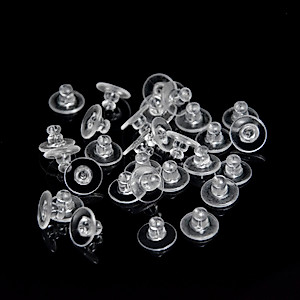 Earring Backings, Silicone Earring Backs with Pad, Rubber Earring Back Replacement, Soft Jewelry Findings (100)