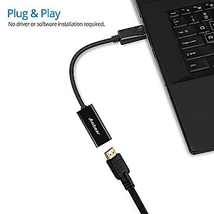 Anbear DisplayPort to HDMI Adapter, Display Port to HDMI Cable(Male to Female) for DisplayPort Enabled Desktops and Laptops Connect to HDMI Displays (1, Black)