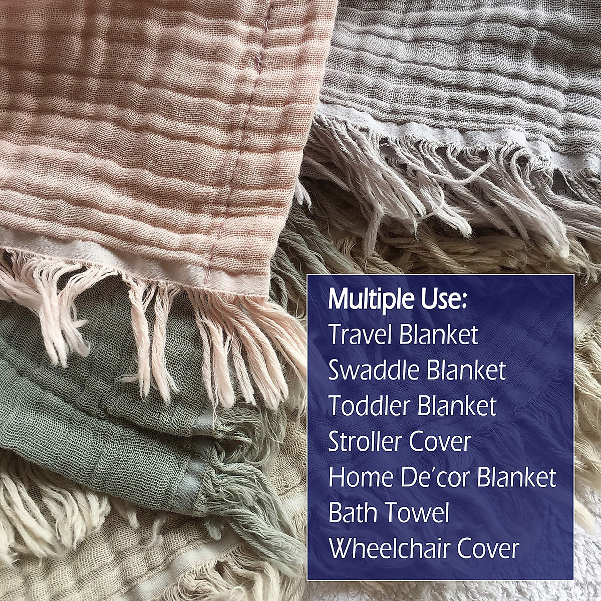 KyraHome 100% Organic 55"x60" Muslin Cotton Throw Blanket for Couch, Adult, Plant Dyed Breathable Soft Cozy Lightweight Gauze Blanket, All Season (Oatmeal Khaki/Sandshell)