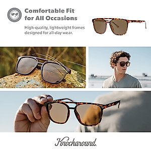 Knockaround Brightsides Polarized Sunglasses for Women & Men - Impact Resistant Lenses & Full UV400 Protection, Glossy Tortoise Shell/Amber