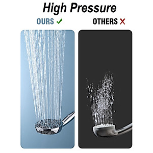 Diiwet Shower Head With Handheld 7 Settings High Pressure, Built-in Power Wash to Clear Tub, Tile & Pets, 5" High Powerful Hand Held Rain Showerhead with Stainless Steel Hose and Adjustable Bracket