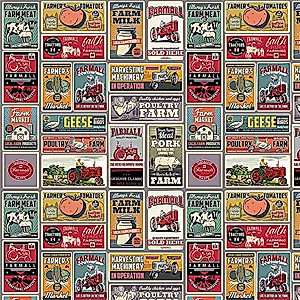 Farmall Tractor Cotton Fabric by Sykel-Licensed Farmall Farm to Table Vintage Posters Cotton Fabric