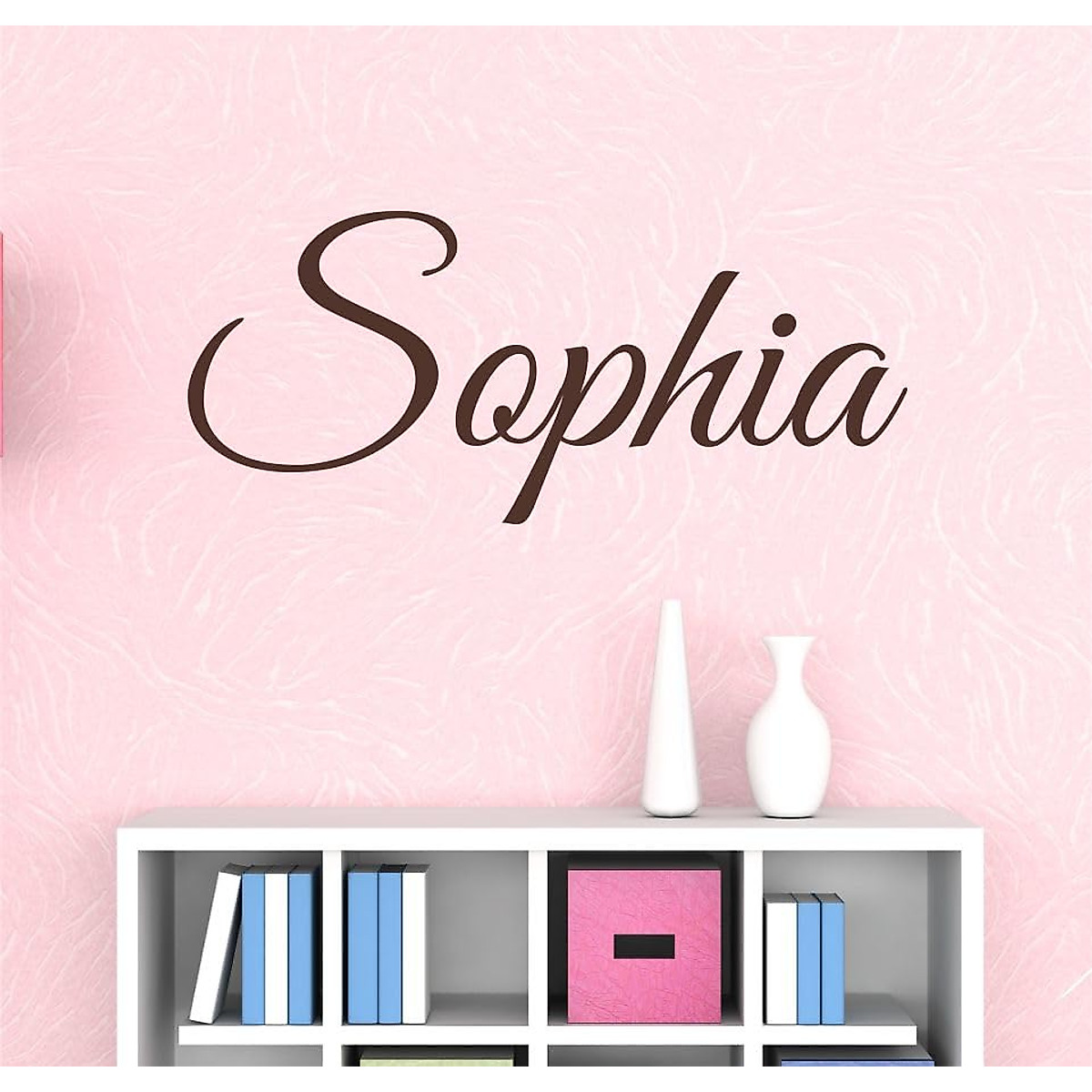 Fancy Cursive Single Personalized Custom Name Vinyl Wall Art Decal Sticker 36" W, Girl Name Decal, Girls Name, Nursery Name, Girls Name Decor, Girls Bedroom Decor, PLUS FREE 12" WHITE HELLO DOOR DECAL
