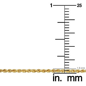 10k Yellow Gold Rope Chain Necklace (1.8 mm, 14 inch)