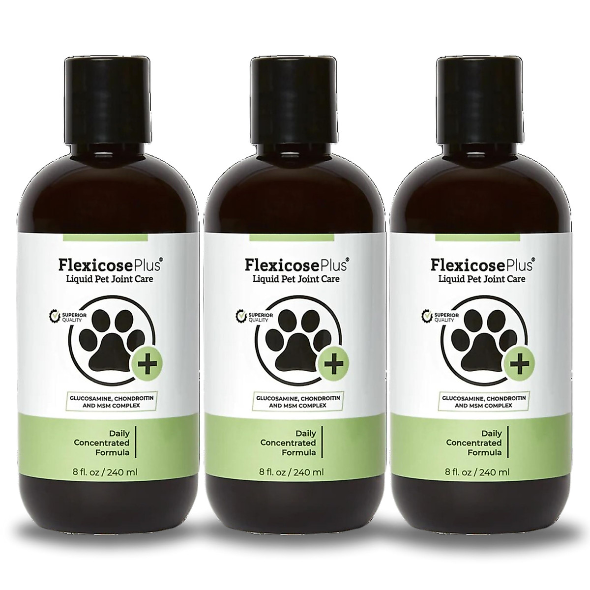 Flexicose Pet Plus - Liquid Joint Care - 8 fl oz (3 Bottles ) - Dog Glucosamine & Chondroitin Liquid Supplement - Joint and Hip Vitamins for Dog Joint Pain Relief