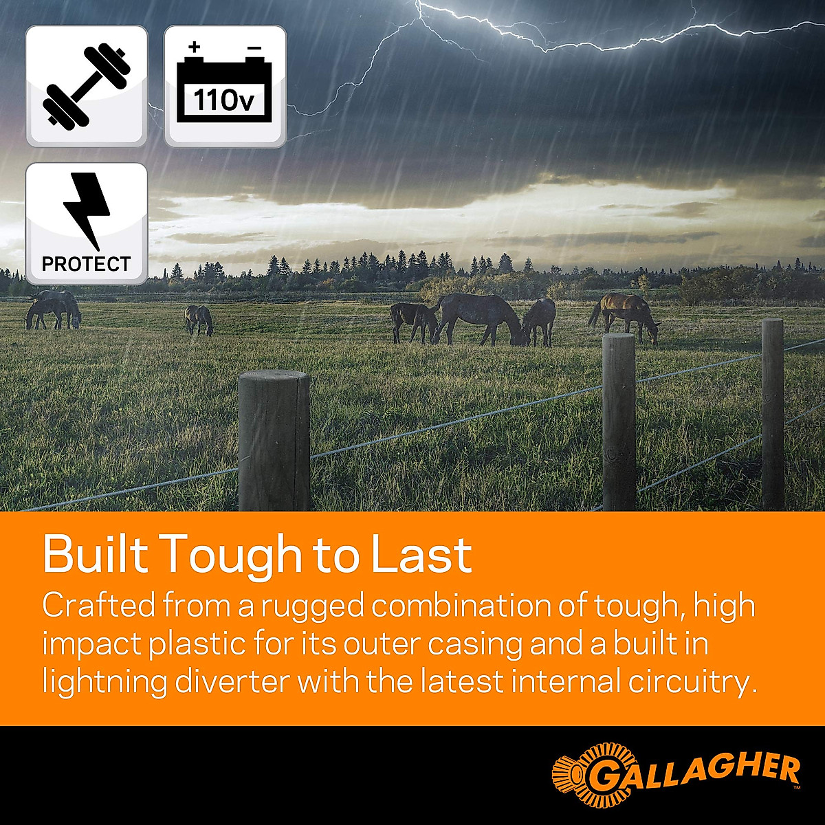 Gallagher M1500 Electric Fence Charger | Powers Up to 160 Miles / 900 Acres of Clean Fence | ​15 Joules, 110 Volt Energizer, Added Power Reserve | Unbeatable Reliability | Easy Installation