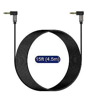 J&D Gold Plated 3.5mm Stereo Audio Aux Cable 90 Degree Right Angle Compatible for Galaxy, Speakers and All Other Devices, 15 Feet