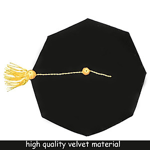 goprety Doctoral Graduation Tam with Bullion Tassel 8 Sided velour