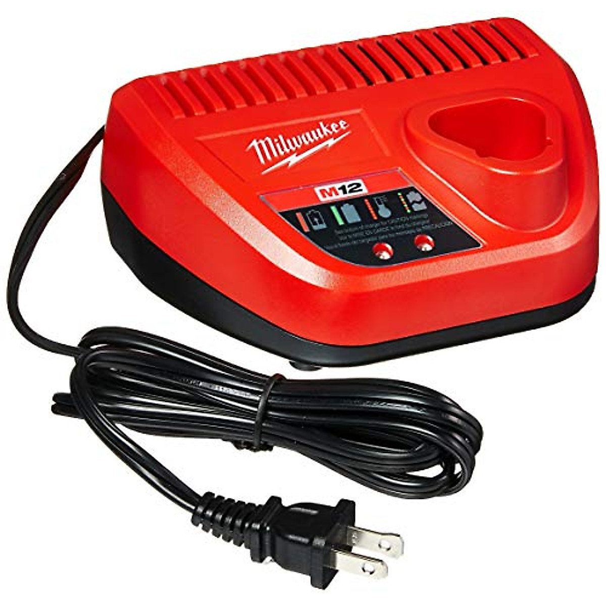Milwaukee Genuine OEM 48-59-2401 M12 Lithium Ion 12 Volt Battery Charger w/LED Indicating, Red