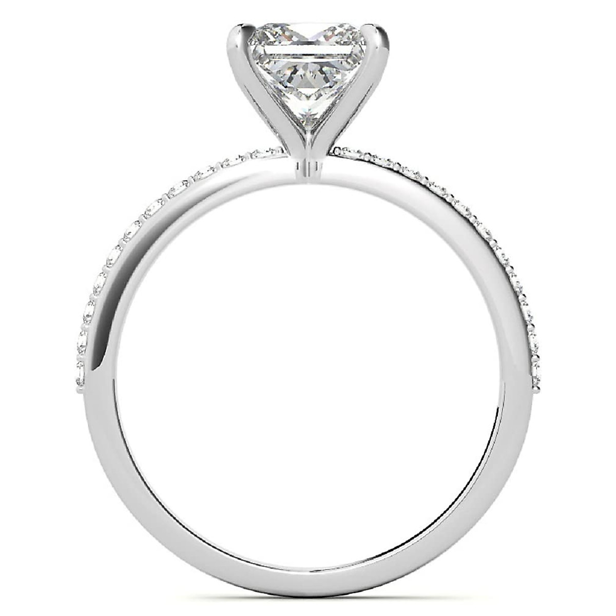 10K Solid White Gold Handmade Engagement Rings 1.5 CT Princess Cut Moissanite Diamond Solitaire Wedding/Bridal Ring Set for Women/Her Propose Ring (5)