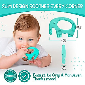 BABY ELEFUN Teething Toy Ring, Effective & Easy to Hold BPA Free Silicone Elephant Teethers with Gift Package, Teether Rings Toys Best for Babies 0-6, 6-12 Months, Infant Boys & Girls, Baby Shower