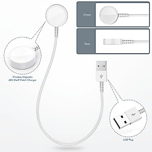 Short Watch Charger for Apple Watch Charger, USB A Short iWatch Charging Cable Short Cord Compatible with Apple Watch Series 9 8 7 6 SE 5 4 3 2 1，Ultra (1FT/0.3M)