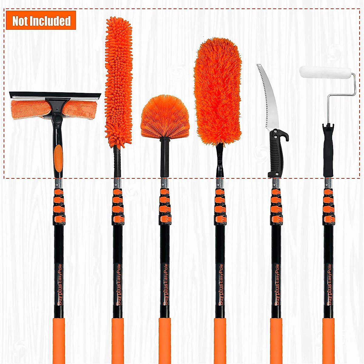 Buyplus 26ft Reach, 5 to 20ft Telescoping Pole, Paint Roller Extension Pole, Multi-Purpose Extendable Pole, Lightweight Sturdy Aluminum Telescopic Pole, Easy Flip-Tab Lock Paint Extension Pole