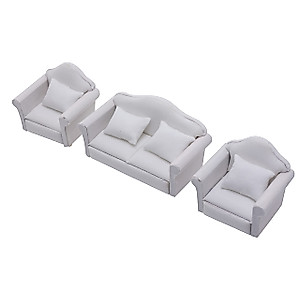 Fateanuki 1 12 Scale Doll House Furnitures 3pc Sofa Miniature Dollhouse Toy Parlor Bedroom Decoration Accessories