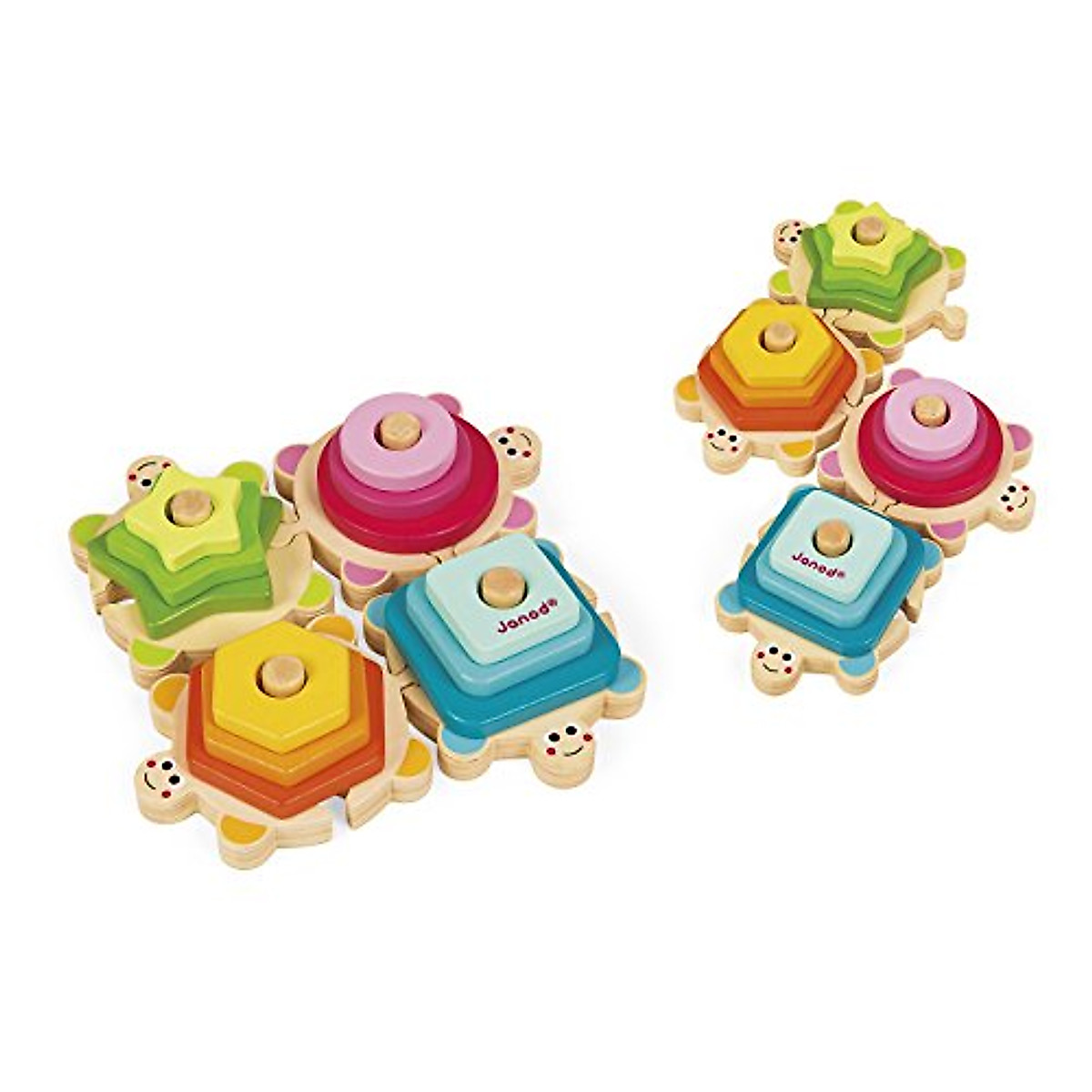 Janod I Wood Stackable Turtles - 12 Pieces - Ages 18 Months + - J05337