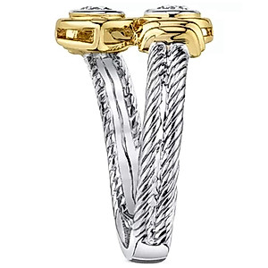 Jude Jewelers Silver Gold Plated Two Tone Braided Knot Wedding Engagement Promise Statement Ring (Silver Gold, 7)