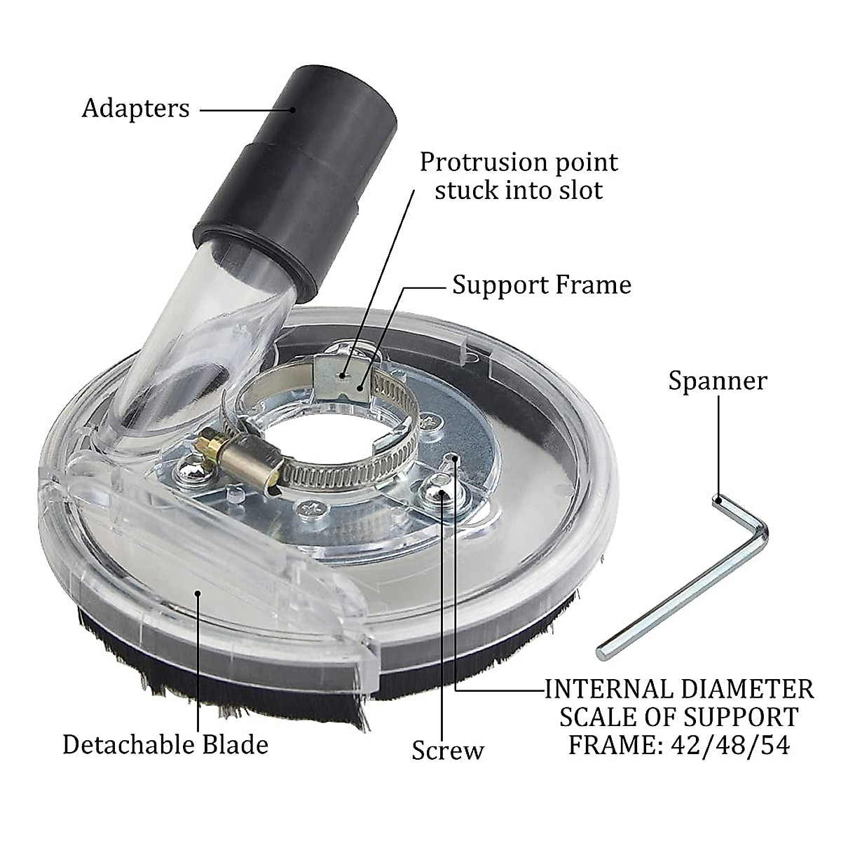 XINGYHENG Dust Shroud Kit Dry Grinding Dust Cover 100-150mm Adjustable Angle Grinder with 4 Inch Concrete Diamond Grinding Cup Wheel