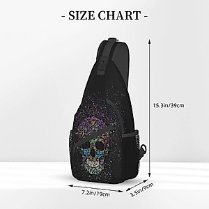 FBCAL Skull And Rose Chest Bags Crossbody Sling Backpack Travel Hiking Daypack for Women Men Shoulder Bag