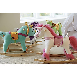 Animal Adventure | Real Wood Ride-On Plush Rocker | White and Pink Unicorn | Perfect for Ages 3+