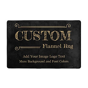 Custom Rug with Logo Image Text 60"x39" with Rug Grippers Customized Mats Personalized Flannel Rugs for Living Room Bedroom and Office Home Decoration Area Rug Gifts