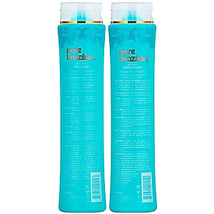 PURE BRAZILIAN Anti Frizz Daily Shampoo & Conditioner - Salt-Free & Color Safe Shampoo & Conditioner Enriched With Keratin, Argan Oil, and Acai (13.5 Ounce / 400 Milliliter)