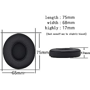 Replacement Ear Pads Compatible with Beats Solo 2 and Solo 3 Wireless On Ear Headphones Memory Foam Ear Cushions Black