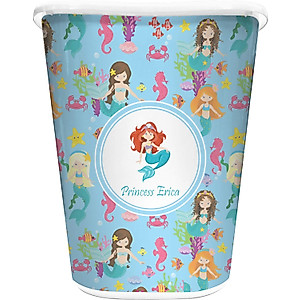 RNK Shops Personalized Mermaids Waste Basket - Double Sided (White)