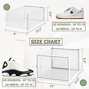 AOTENG STAR Drop Front Shoe Boxes Clear 12 Pack Shoes Storage Containers Organizer Stackable,Plastic Shoe Storage Box Sneaker Cases for Closets Entryway Bedroom Garage,Fits Men's US Size 5.0-10