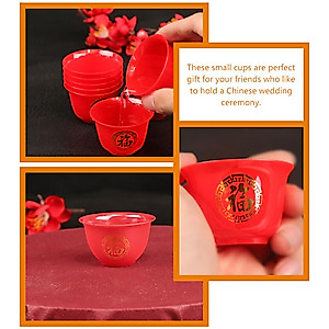Kichvoe Whiskey Glasses 50pcs Chinese Wedding Cup Plastic Shot Cups Red Wine Cup Wine Drinking Cups Chinese Wedding Wine Cup for Chinese Baijiu Wine Plastic Wine Glasses