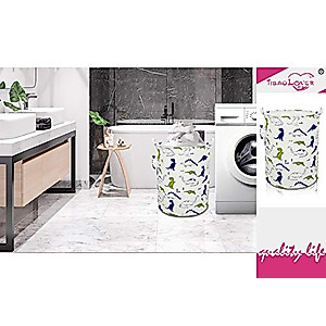 TIBAOLOVER Dinosaur Laundry Basket Baby Laundry Hamper Cute Kids Hamper Toy Storage Bin Handles for Boys and Girls Dinosaur Room Decor (Polychrome Dinosaurs)