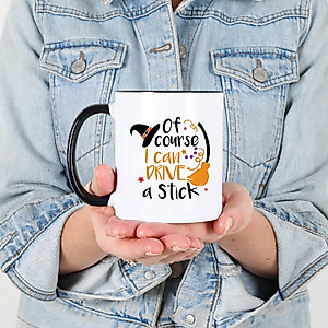Casitika Witch Gifts. Halloween Themed Witch Mug. Of Course I Can Drive A Stick 11 Oz Pun Cup For Friend Or Coworker.