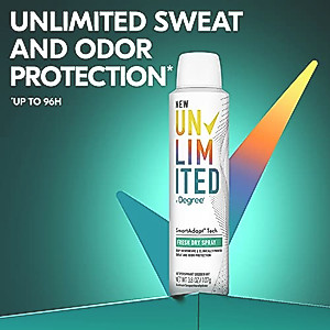Degree Unlimited Antiperspirant Deodorant Dry Spray Fresh 2 Count Long-Lasting Sweat & Odor Protection with Antiperspirant Technology SmartAdapt Tech 3.8 oz