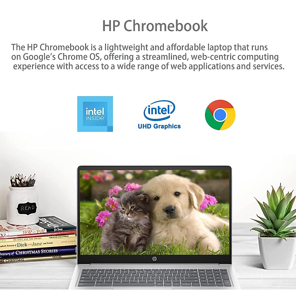 HP Chromebook 15.6 Inch Laptop for College Students, Intel 4-Core Processor N200 (Beat i5-8250U), 8GB DDR5 RAM, 192GB Storage (64GB eMMC + 128GB SD Card), Chrome OS, UHD Graphics, Natural Silver, PCM