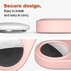 Amniau Compatible with Apple AirTag Case for AirTag Holder, Silicone AirTag Keychain with Carabiner - Pink
