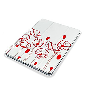 Cute Poppy Red Flower Floral case Compatible with iPad Mini Air Pro 7.9 8.3 9.7 10.2 10.9 11 12.9 inch Pattern Cover New 2022 2021 Trifold Stand 3 4 5 6 7 8 9 Generation 525 (9.7" 5/6 gen)
