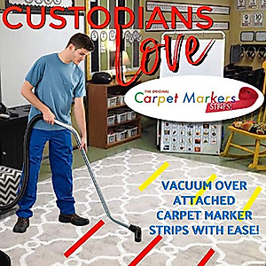 Extra Wide!! RED (2 INCH x 25 FEET) Original Carpet Markers Strips by Abaco Brands | Social Distancing | OKEO-TEK Certified Safe for Kids + Environment | Spots Sit Classroom Teachers Student School