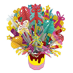 Lovepop Birthday Cake Bouquet, 10.25 x 7.5”-3D Paper Flower Greeting Card - Birthday Bouquet, Paper Flower Pop Up Bouquet Card, Floral Birthday Card, Pop Up Birthday Card