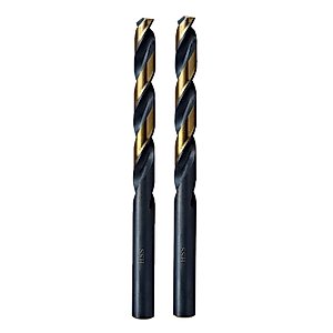 MAXTOOL 10.3mm 2pcs Identical Jobber Length Drills HSS M2 Twist Drill Bits Metric Fully Ground Black & Bronze Straight Shank Drills; JBM02H10R103P2
