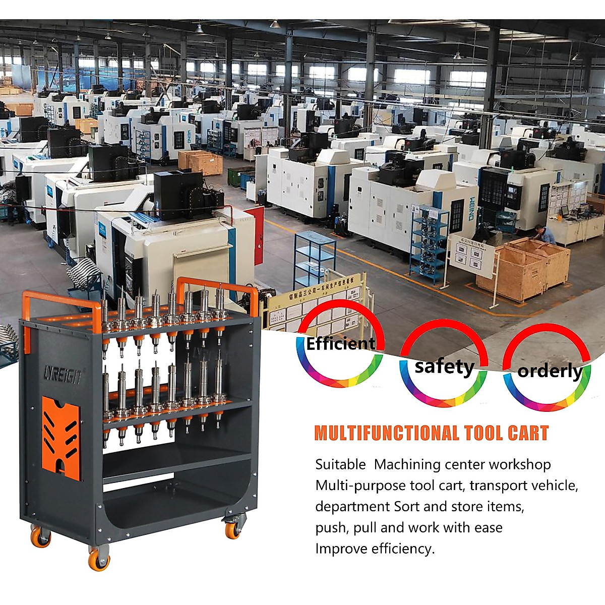 LYREIGN CNC Tool Holder cart, Multi-Purpose CNC Tool Holder Transfer car, CNC Rolling Carts for Ccapto Series Tool Holder, CNC Service Cart for Storehouse Factory