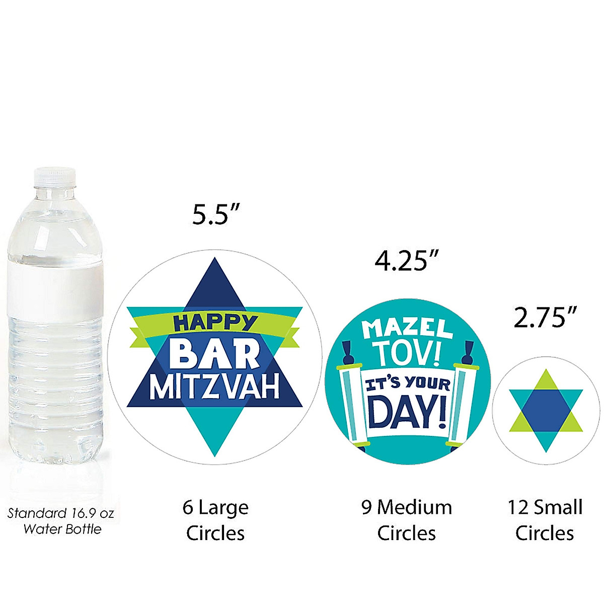 Big Dot of Happiness Blue Bar Mitzvah - Boy Party Giant Circle Confetti - Party Decorations - Large Confetti 27 Count