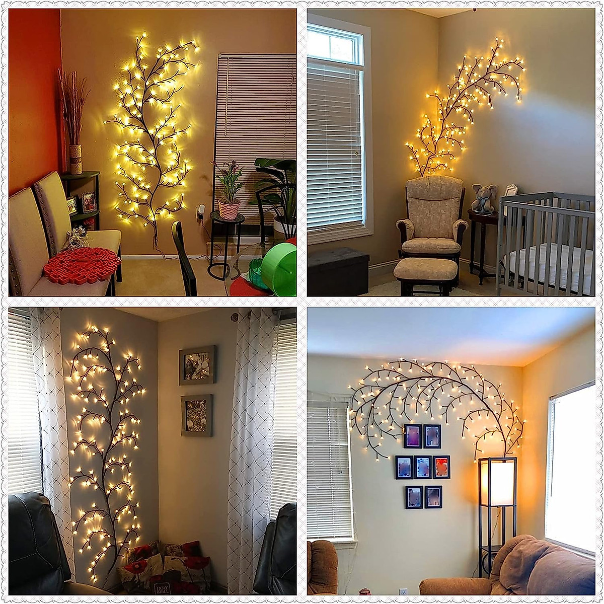 Voice Control Willow Vine Lights, 8 Flash Model Twinkling Tree, 8.5ft Flexible Wall Tree Lights for Living Room Bedroom Decorations, 160 Leds Lighted Tree Branch Lights for Wall Corner Decor (1 pcs)