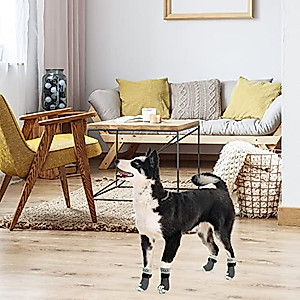 PUPTECK Anti-Slip Dog Socks with Double Sides Grips for Small Medium Large Dogs Hardwood Floors Prevents Licking, Dog Shoes for Hot Pavement Traction Control Paw Protector for Senior Dogs,Slate Grey S